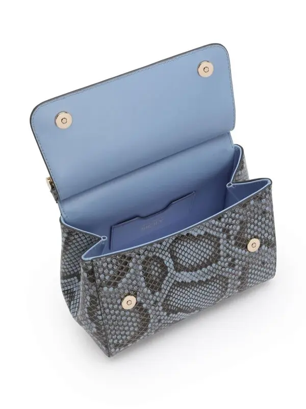 Dolce & Gabbana Small Sicily Snakeskin-effect Handbag - Blue