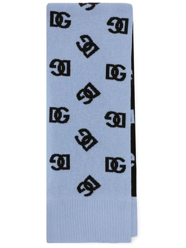 Dolce & Gabbana Dna Intarsia-knit Logo Scarf - Blue