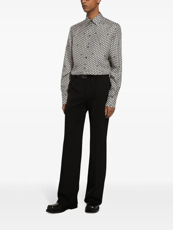 Dolce & Gabbana Geometric-print Silk Shirt - Black