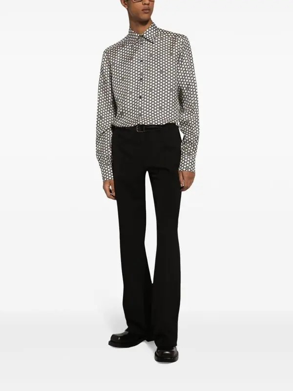 Dolce & Gabbana Geometric-print Silk Shirt - Black