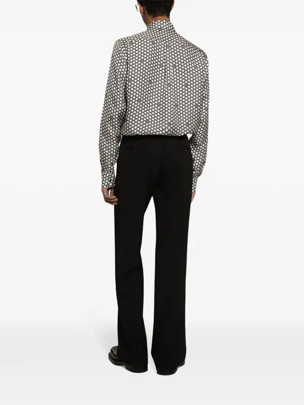 Dolce & Gabbana Geometric-print Silk Shirt - Black