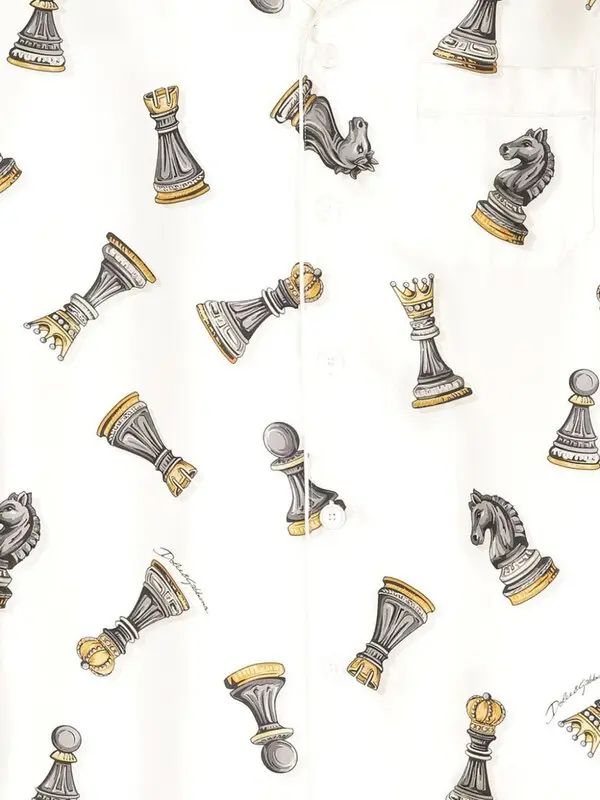 Dolce & Gabbana Chess Motif Silk Shirt - White