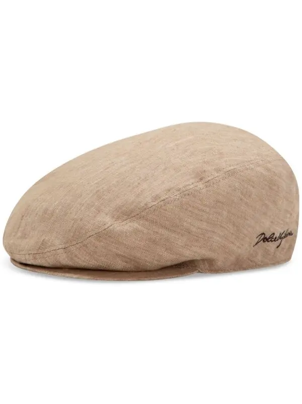 Dolce & Gabbana Mélange-effect Linen Flat Cap - Neutrals
