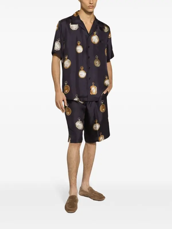 Dolce & Gabbana Clock-motif Silk Shirt
