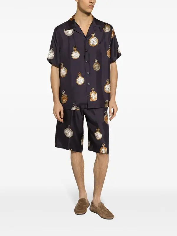 Dolce & Gabbana Clock-motif Silk Shirt