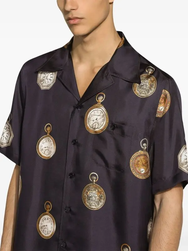 Dolce & Gabbana Clock-motif Silk Shirt