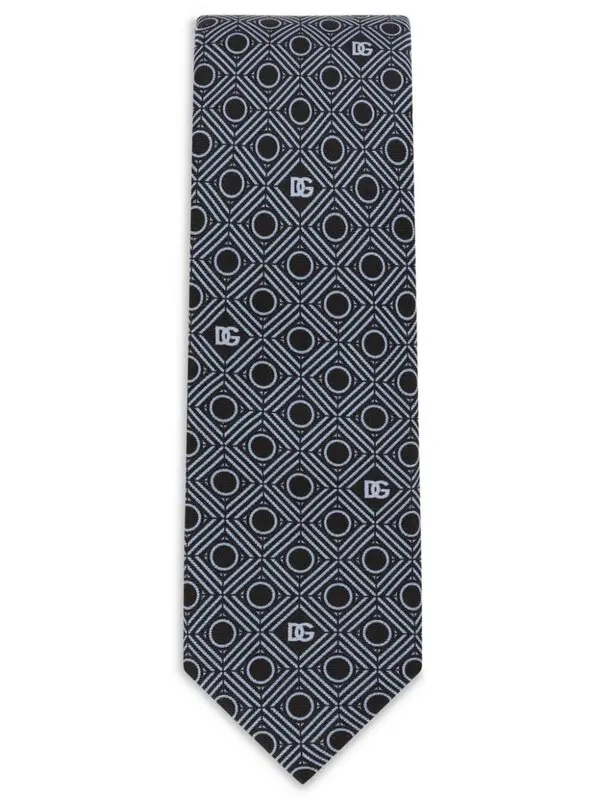 Dolce & Gabbana Geometric-print Silk Neck Tie - Blue