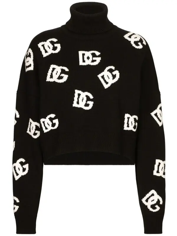 Dolce & Gabbana Intarsia-knit Logo Jumper - Black