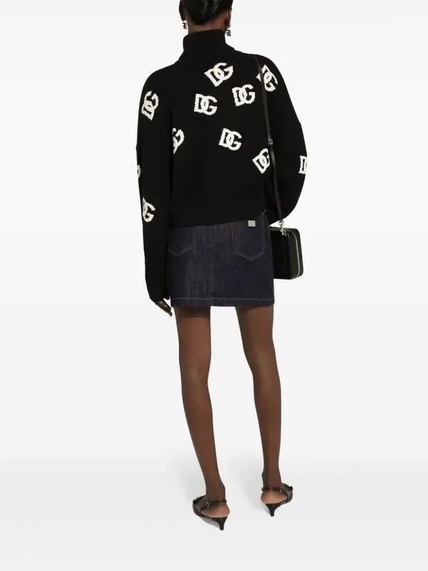 Dolce & Gabbana Intarsia-knit Logo Jumper - Black