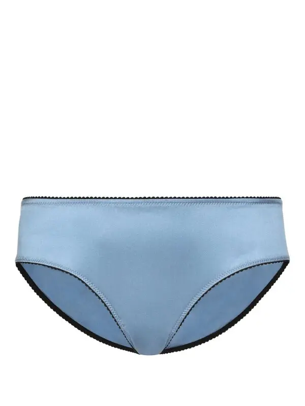Dolce & Gabbana Dna Scallop-edge Satin Briefs - Blue