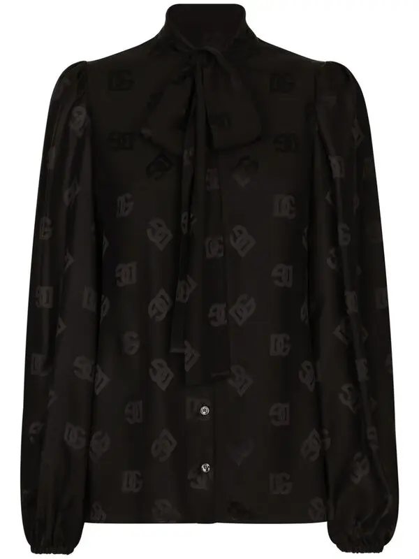 Dolce & Gabbana Monogram-jacquard Silk Shirt