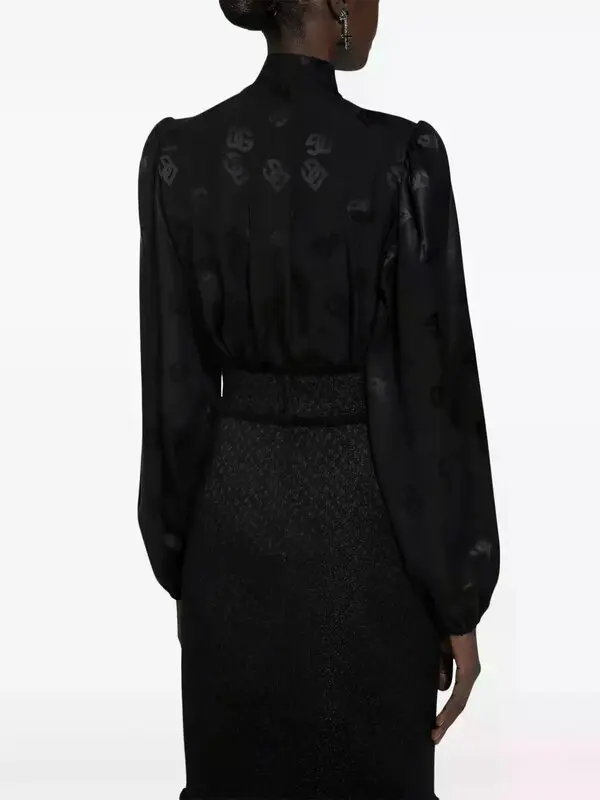 Dolce & Gabbana Monogram-jacquard Silk Shirt - Black