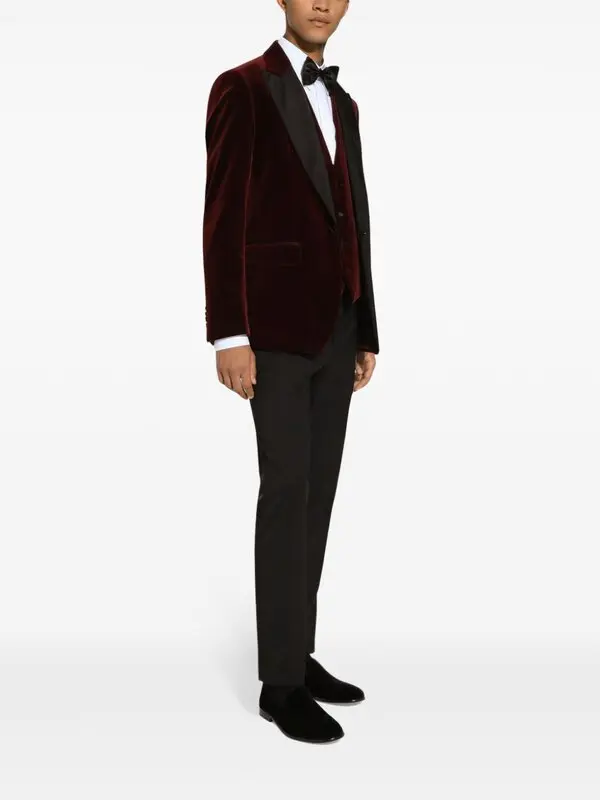 Dolce & Gabbana Single-breasted Velvet Blazer - Red