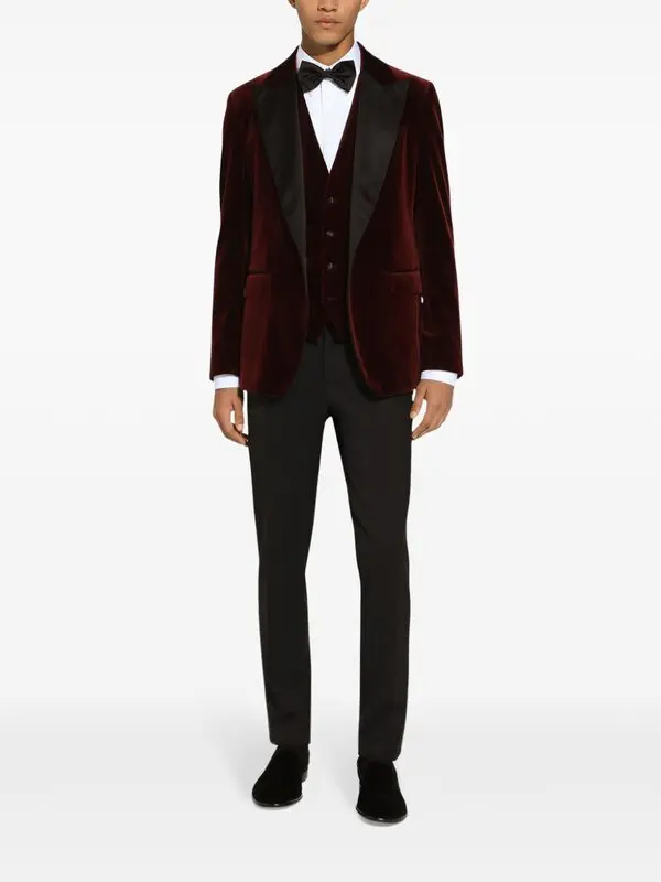 Dolce & Gabbana Single-breasted Velvet Blazer - Red