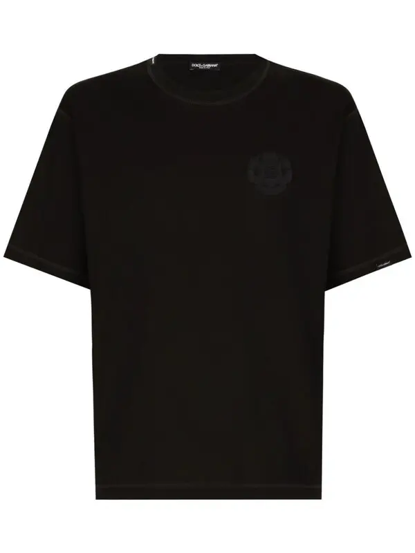 Dolce & Gabbana Embroidered Logo T-Shirt - Black - 41% Off