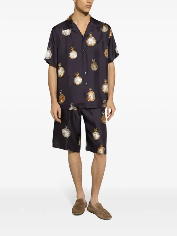 Dolce & Gabbana Clock-print Silk Shorts
