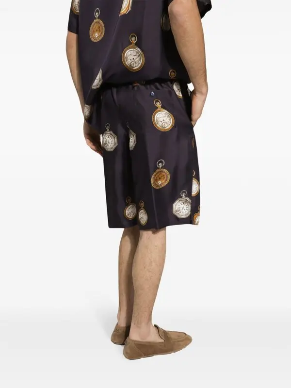 Dolce & Gabbana Clock-print Silk Shorts