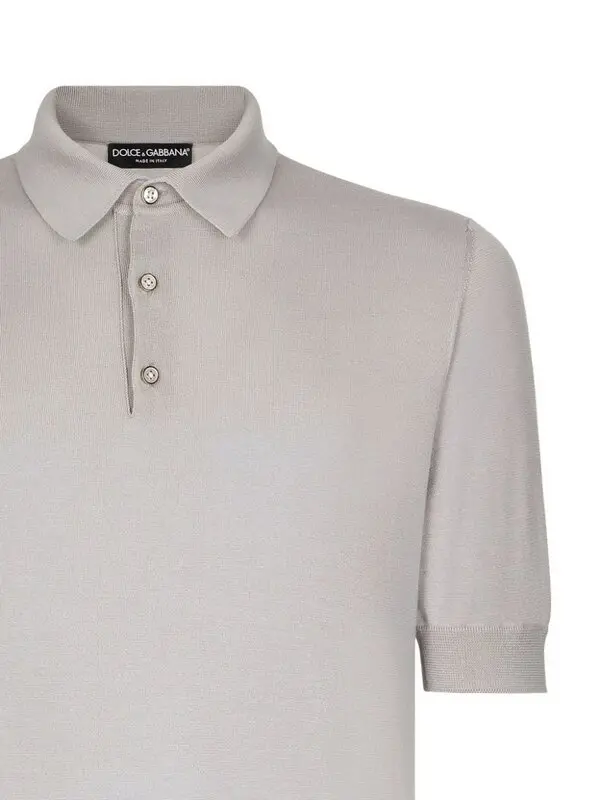 Dolce & Gabbana Fine-knit Polo Shirt - Grey