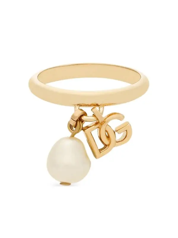 Dolce & Gabbana Dg-logo Pearl Ring - Gold