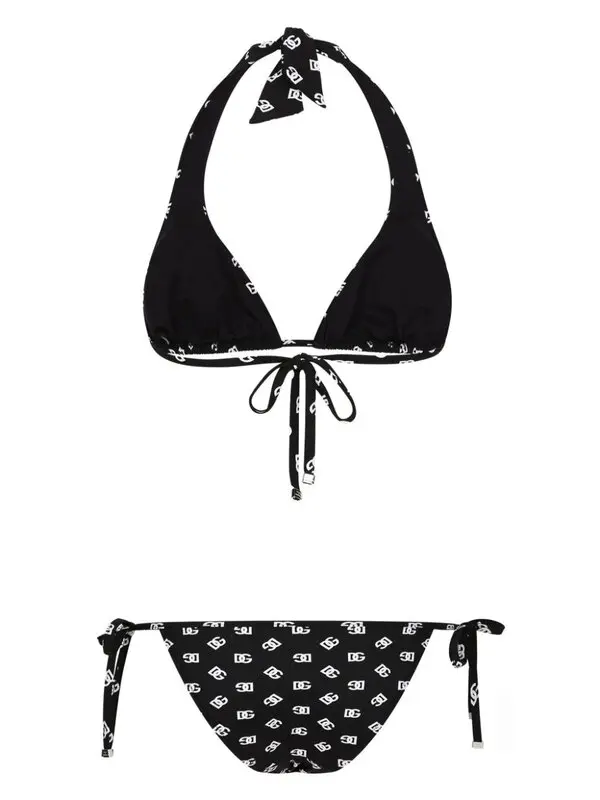 Dolce & Gabbana Dg-logo Print Triangle Bikini Set