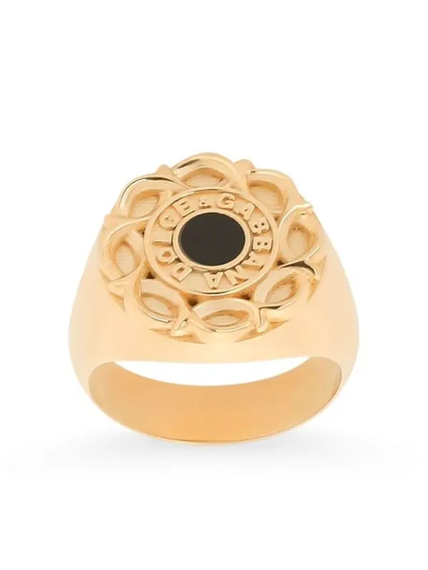 Dolce & Gabbana Dg-print Enamel Ring - Gold