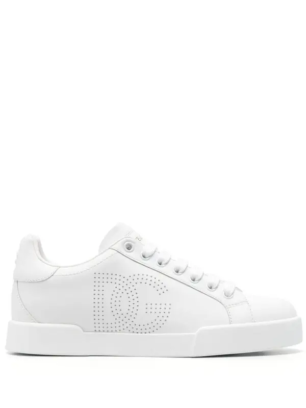Dolce & Gabbana Portofino Perforated Logo Sneakers - White