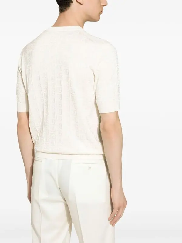 Dolce & Gabbana Monogram Jacquard Silk Sweater - White