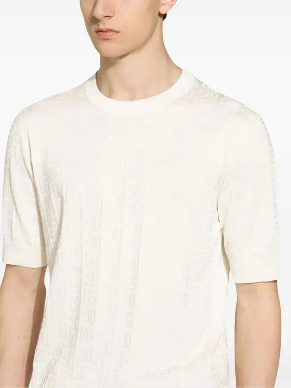 Dolce & Gabbana Monogram Jacquard Silk Sweater - White