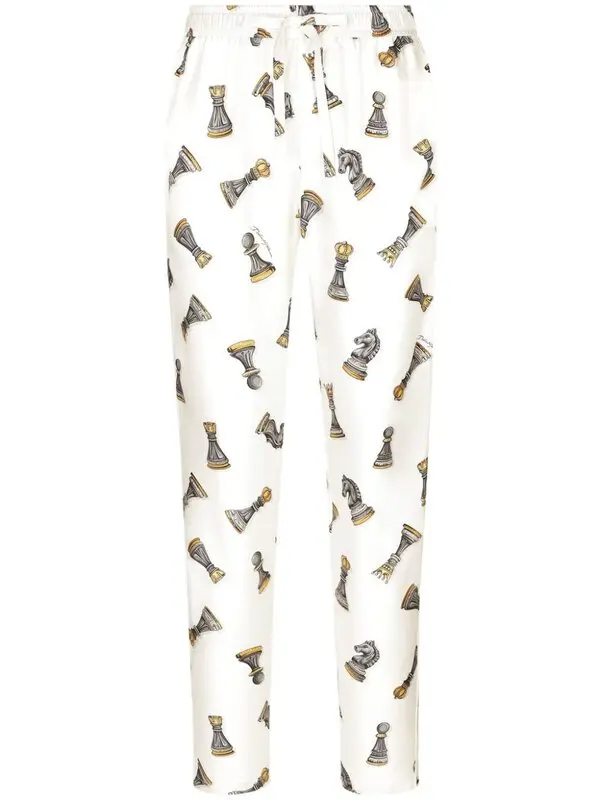 Dolce & Gabbana Chess-print Lounge Trousers - White