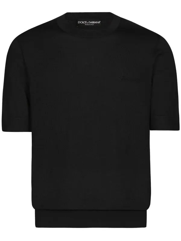Dolce & Gabbana Logo-embroidered Silk Sweater - Black