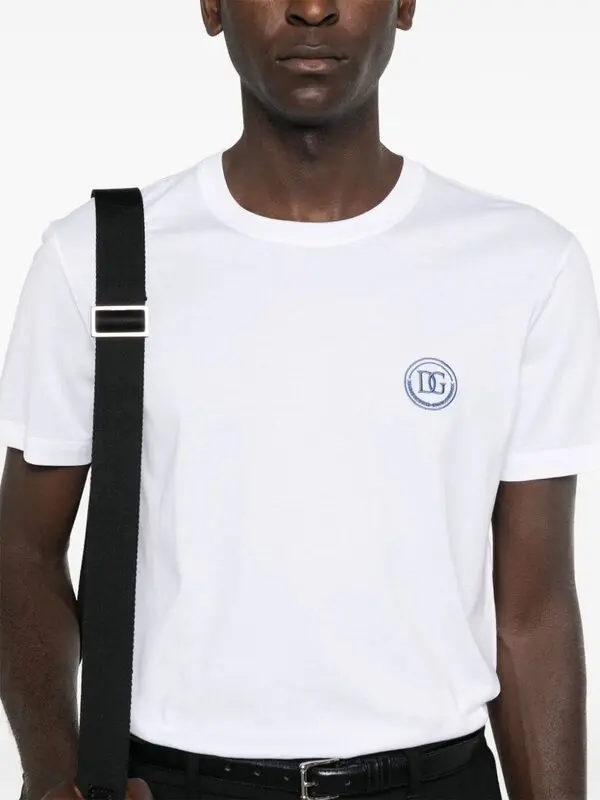 Dolce & Gabbana Logo-embroidered Cotton T-shirt - White