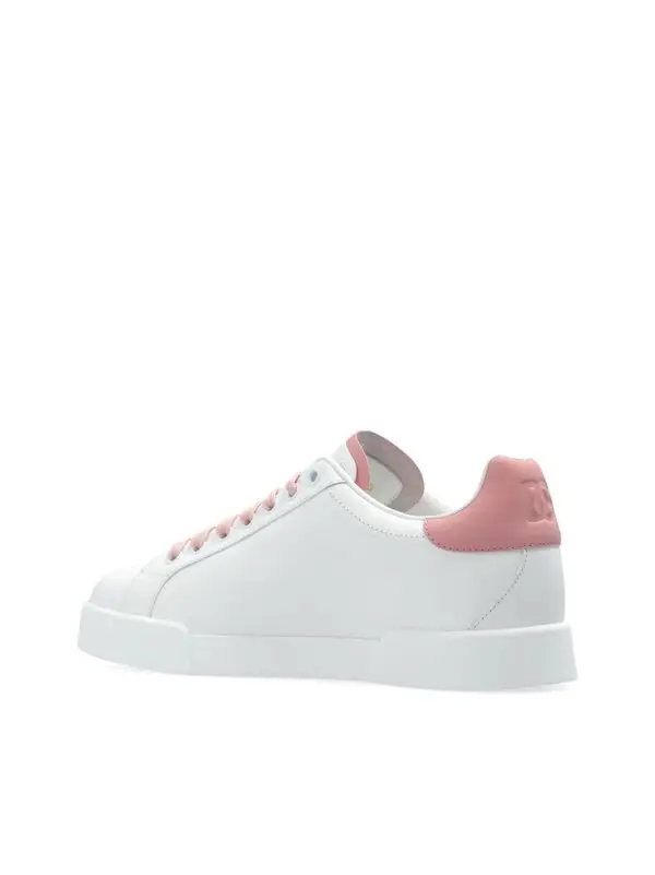 Dolce & Gabbana Portofino Perforated-logo Leather Sneakers - White