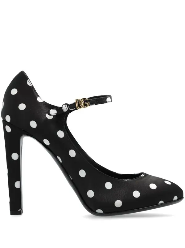 Dolce & Gabbana 105mm Polka-dot Print Mary Jane Pumps - Black