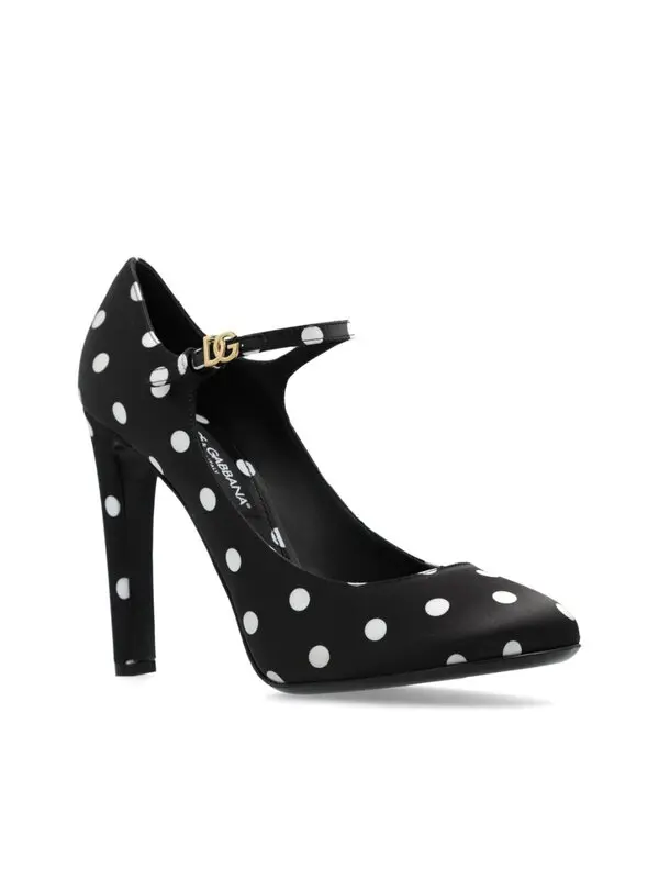 Dolce & Gabbana 105mm Polka-dot Print Mary Jane Pumps - Black