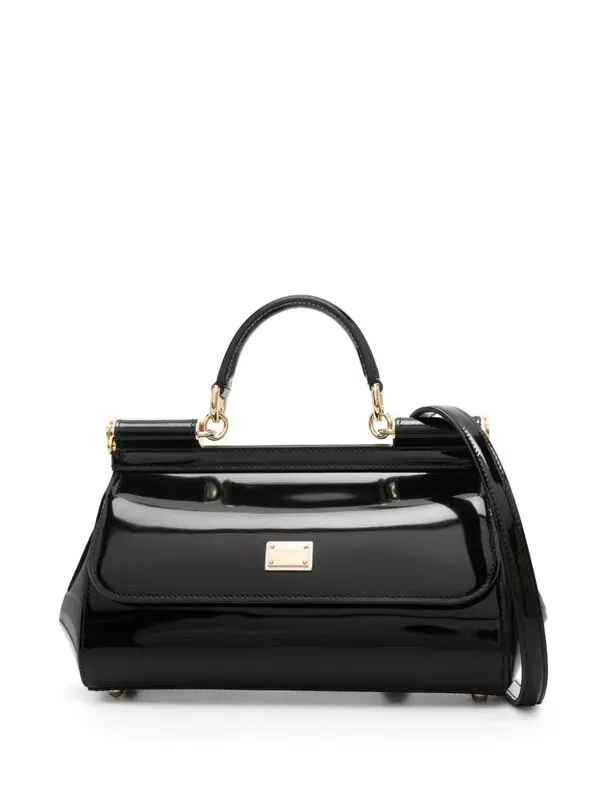 Dolce & Gabbana Elongated Medium Sicily Handbag In Polished Calfskin - Black