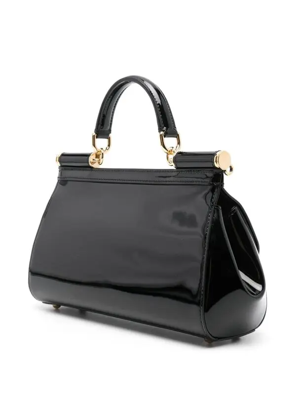 Dolce & Gabbana Elongated Medium Sicily Handbag In Polished Calfskin - Black