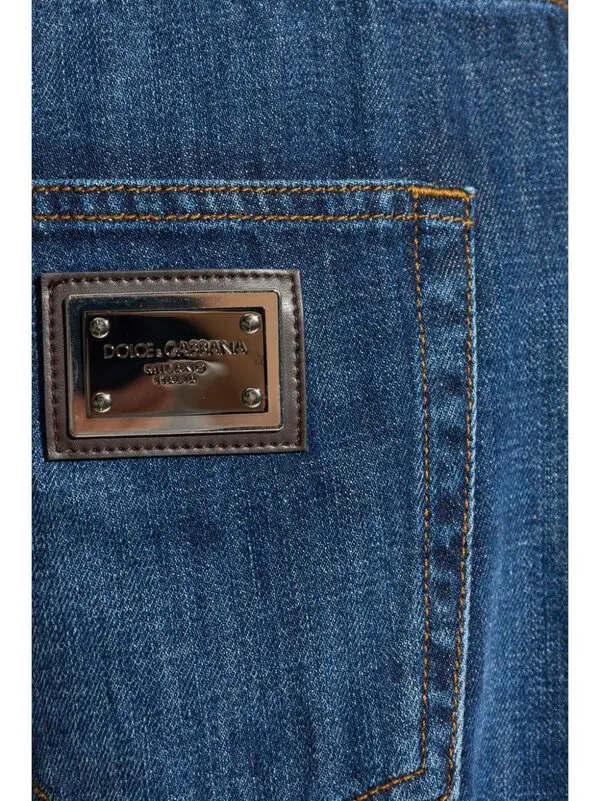 Dolce & Gabbana Straight-leg Jeans With Logo Plaque - Blue