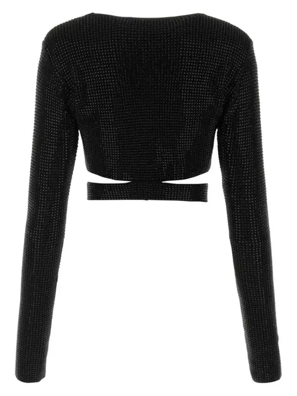 ANDREĀDAMO Embellished Cut-out Knit Top