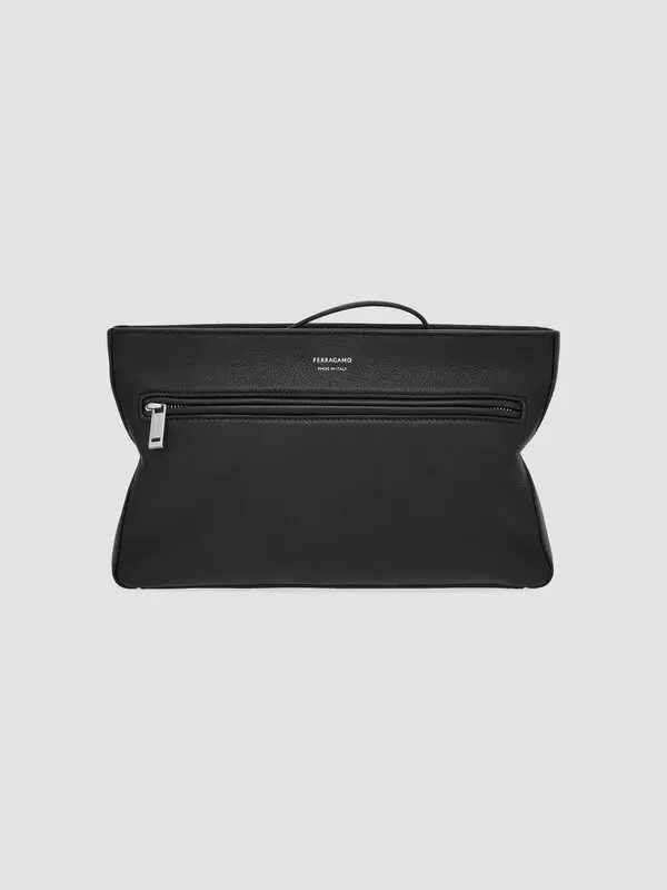 FERRAGAMO Star Leather Zip Pouch