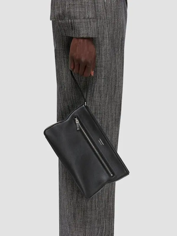 FERRAGAMO Star Leather Zip Pouch