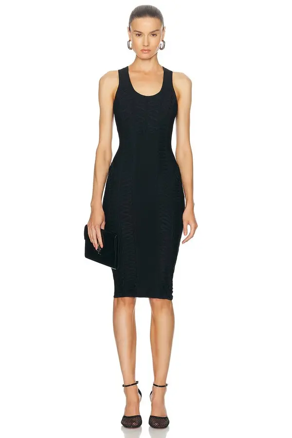 Dior Lace-Up Ribbed Dress - Black | Editorialist