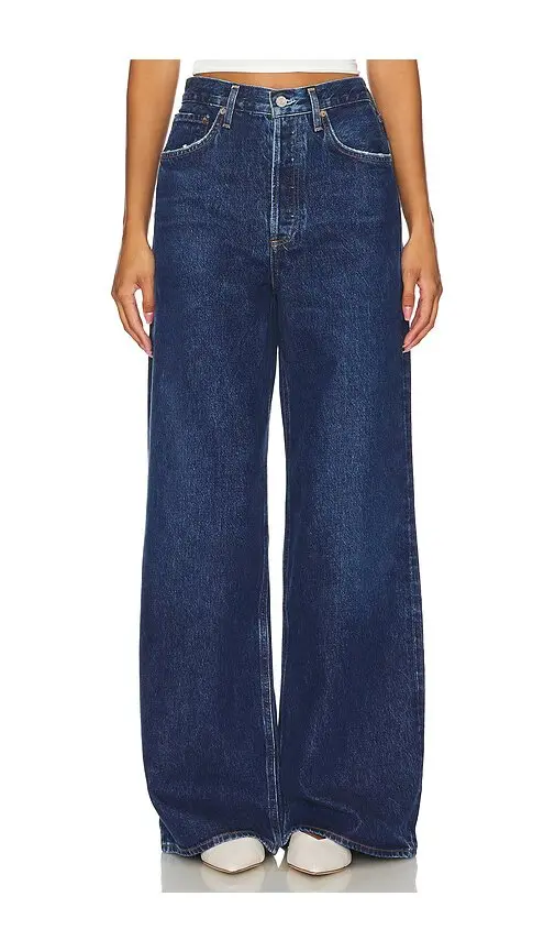 AGOLDE Dame High Rise Wide Leg Jeans - Denim-dark