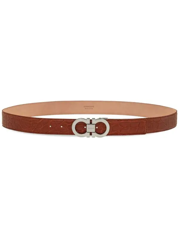FERRAGAMO Adjustable Gancini-buckle Belt - Brown