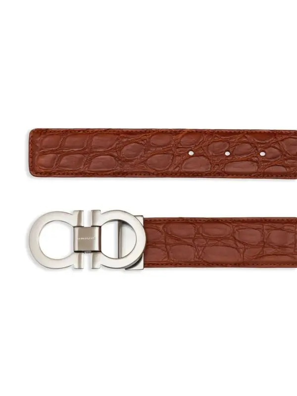 FERRAGAMO Adjustable Gancini-buckle Belt - Brown