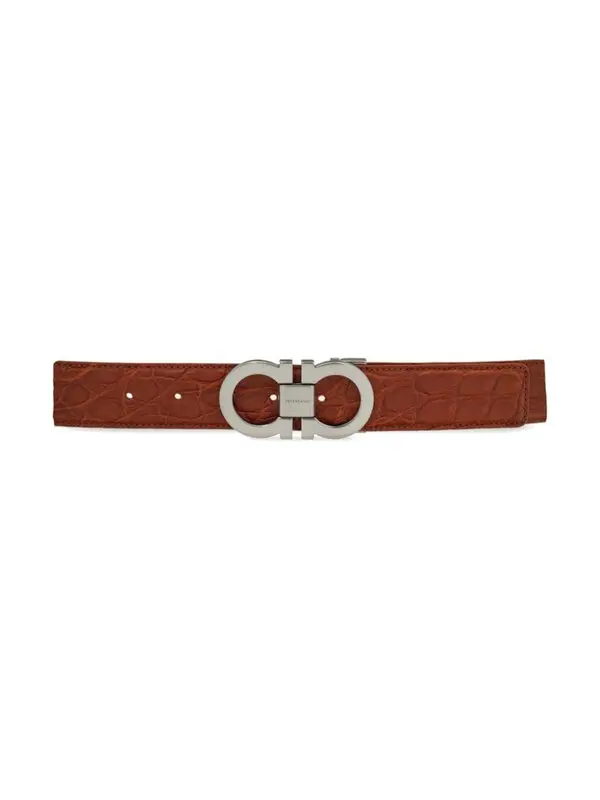 FERRAGAMO Adjustable Gancini-buckle Belt - Brown