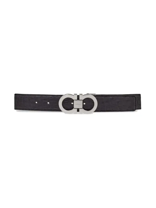 FERRAGAMO Adjustable Gancini-buckle Belt - Grey