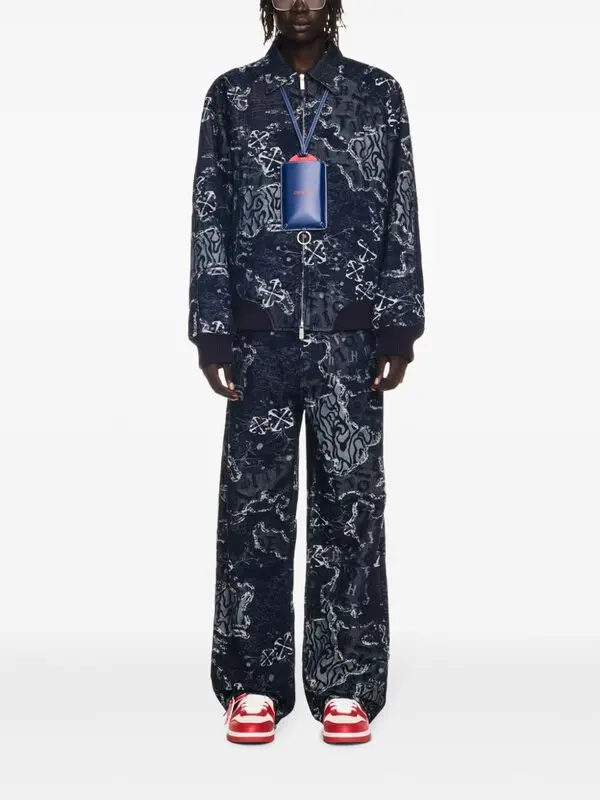 Off-White Patterned Jacquard Bomber Jacket