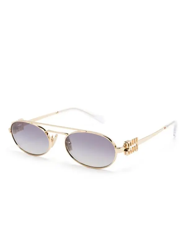 Miu Miu Oval-frame Sunglasses - Gold