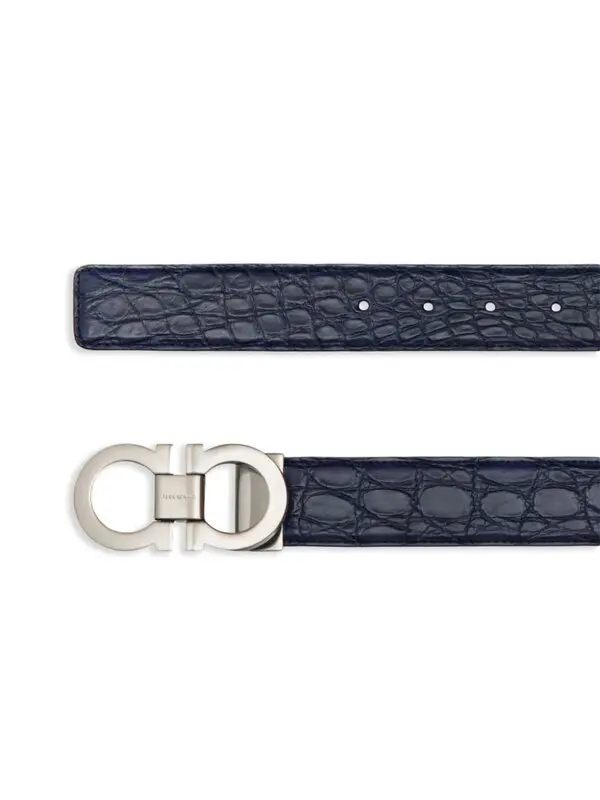 FERRAGAMO Adjustable Gancini-buckle Belt - Blue
