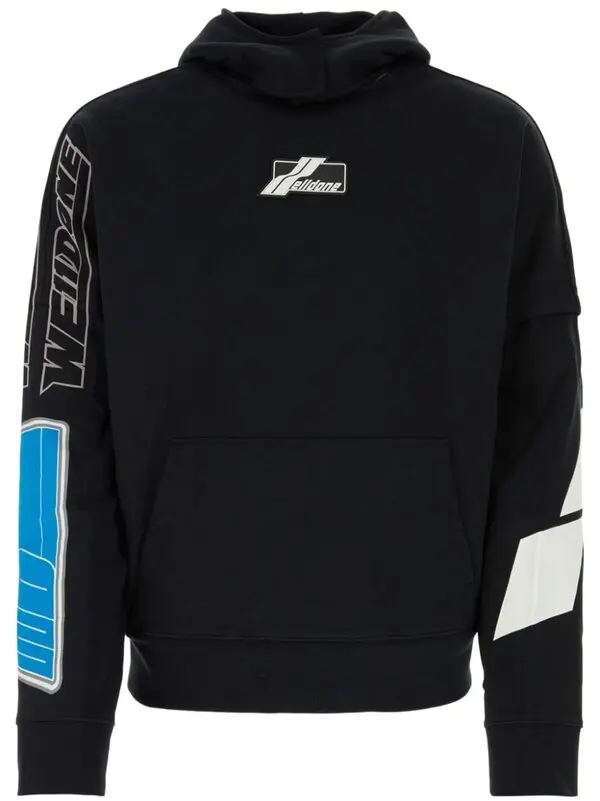We11Done Logo Print Hoodie - Black
